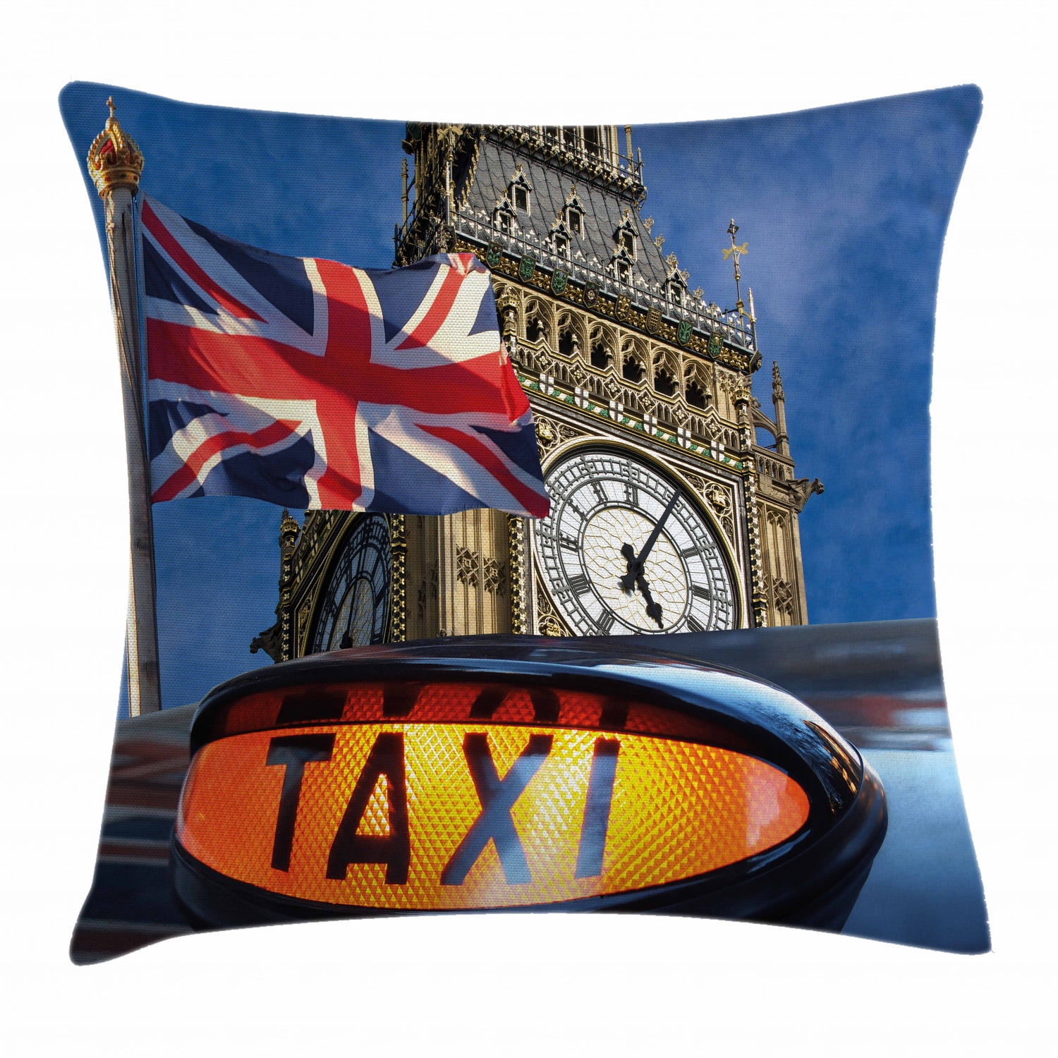 Union Jack Throw Pillow Cushion Cover, Union Jack Flagon Pole and Big ...