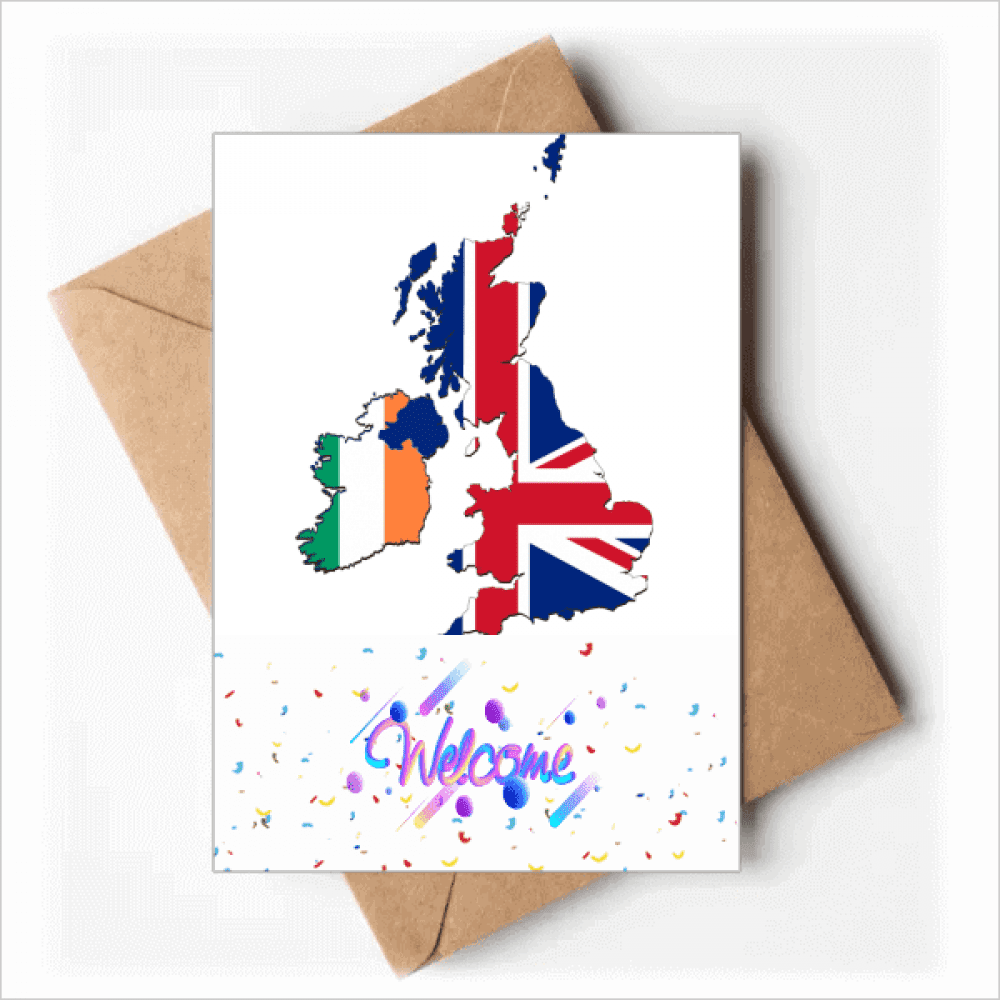 Union Jack UK Britain Irland Map Country Welcome Back Greeting Cards ...