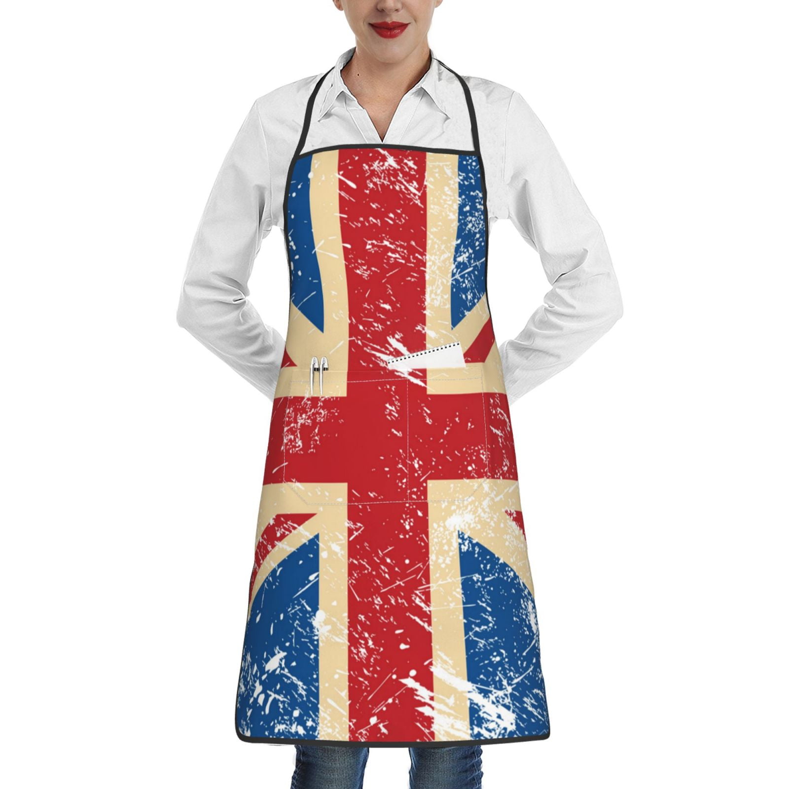 Union Jack Uk Flag Retro Apron with Pocket Cooking Waterproof Bib ...