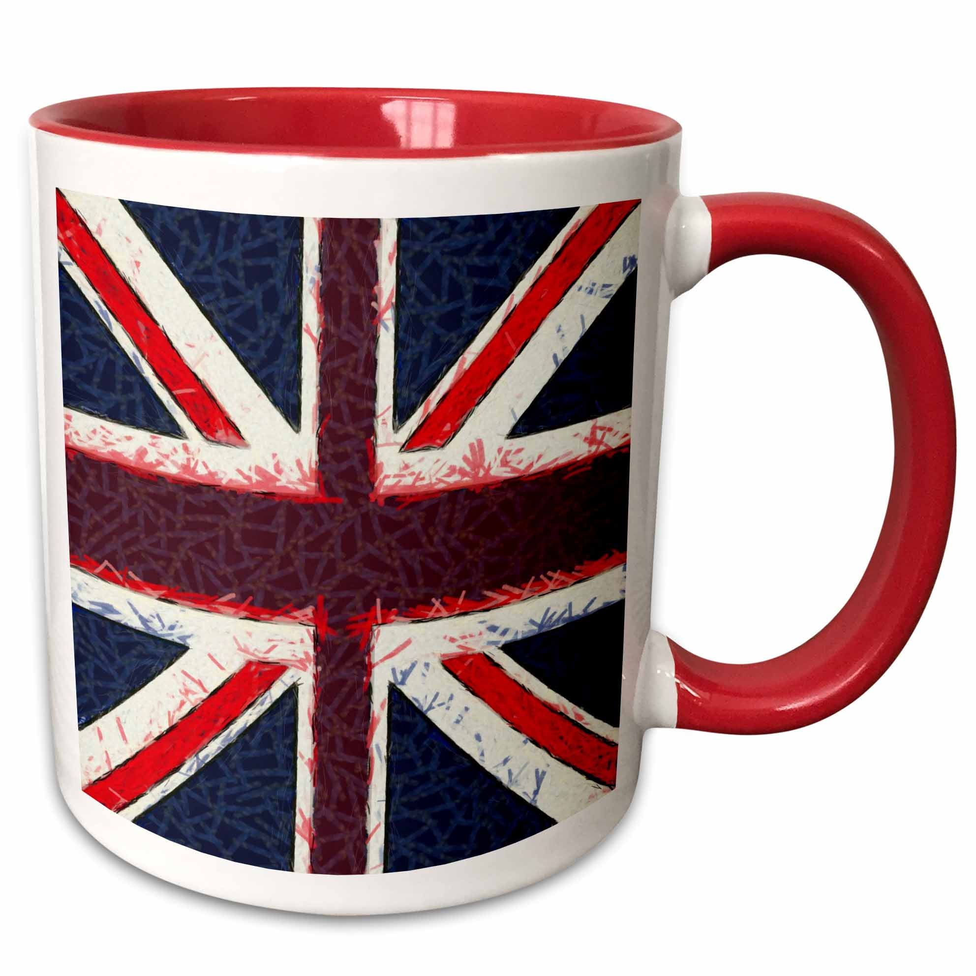 3drose, Union Jack United Kingdom Flag, 15oz Two-tone Red Mug - Walmart.com