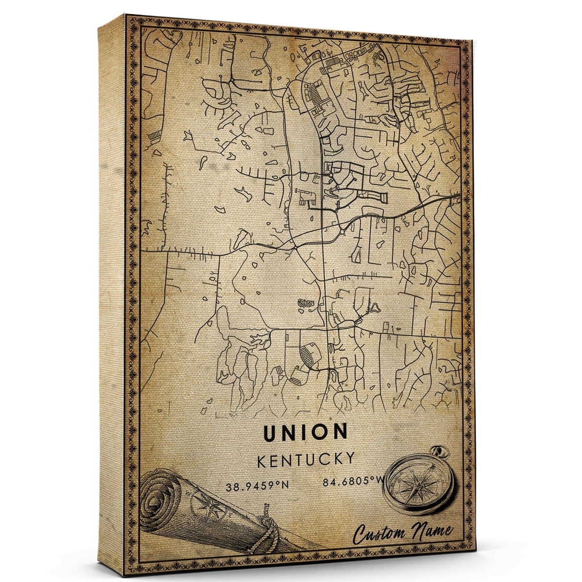 Union Map Poster, Kentucky Map Art Poster, Canvas, Union Map City ...