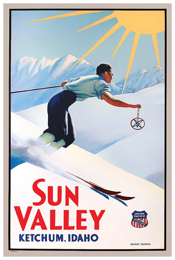 Union Pacific Railway Idaho SunValley 2 - Vintage Travel Poster (12x18Inches(BlackWood-Framed ...
