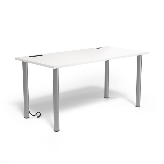 "Union & Scale Essentials 60"" White Study Table, Easy to Assemble ...