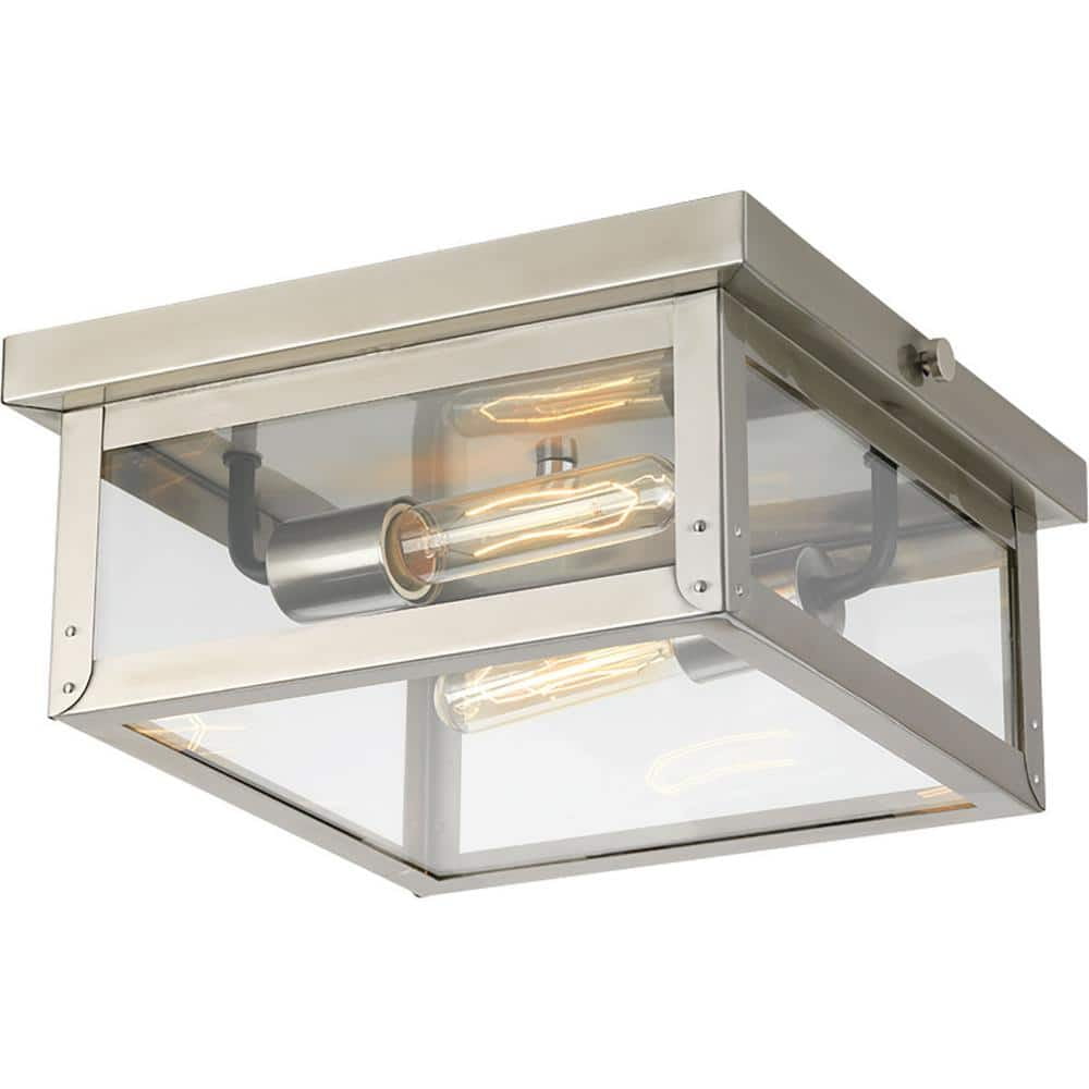 Union Square Collection 2-Light Stainless Steel Clear Flat Glass ...