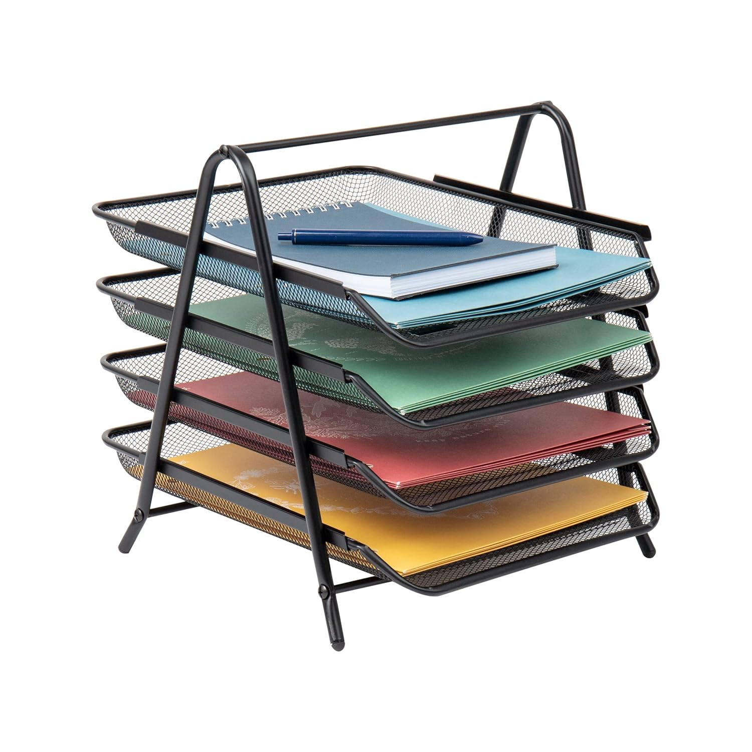 UnionBasic Stackable Document Paper Letter Tray, Faux Leather Desktop ...