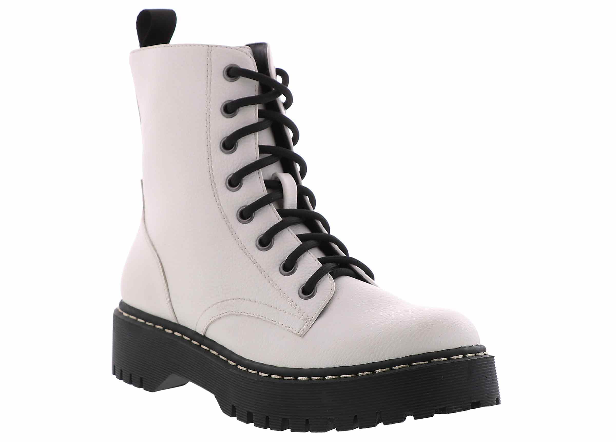 Unionbay Women's Hayden White Combat Boot, Size 8, Lace-up, Synthetic ...