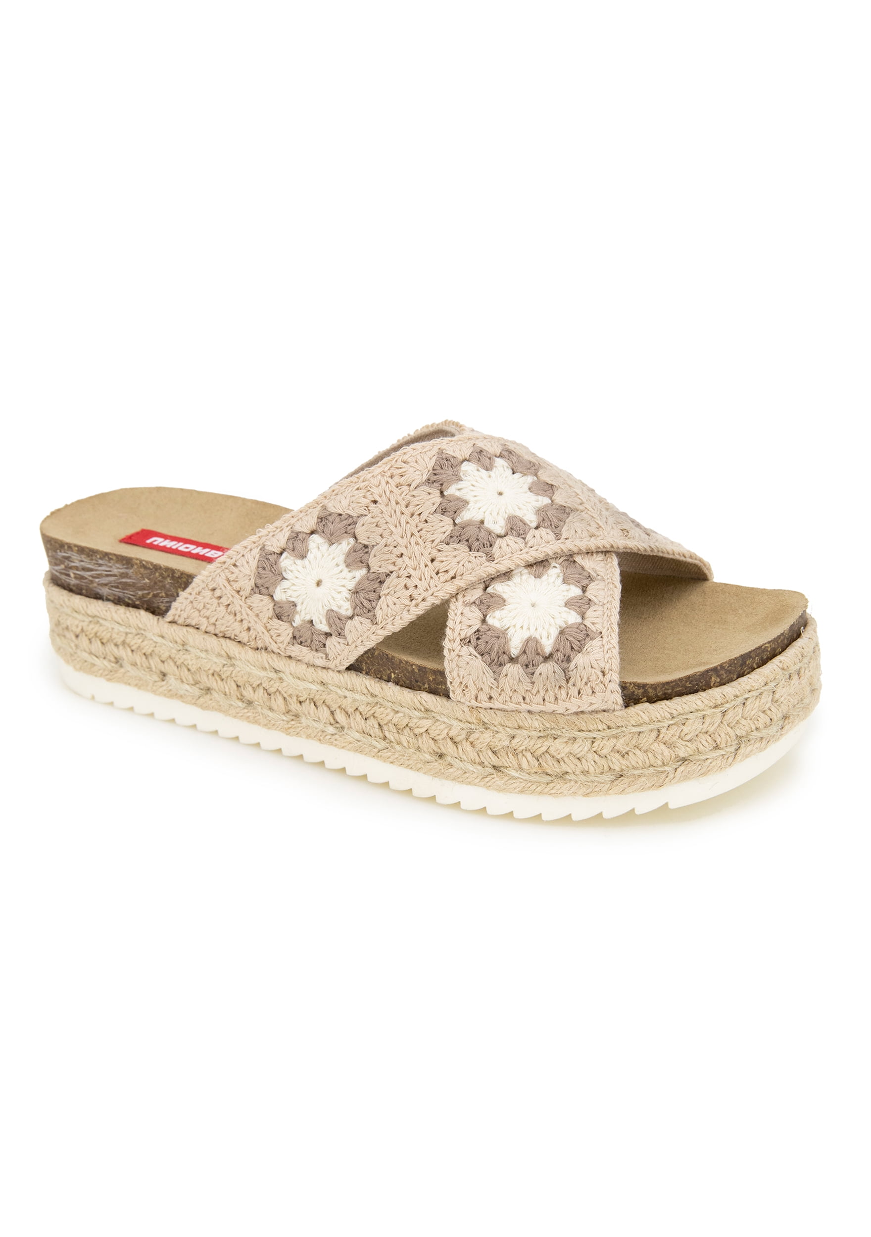 Unionbay Women's Peaceful Crochet Low-Heel Platform Footbed Sandals ...