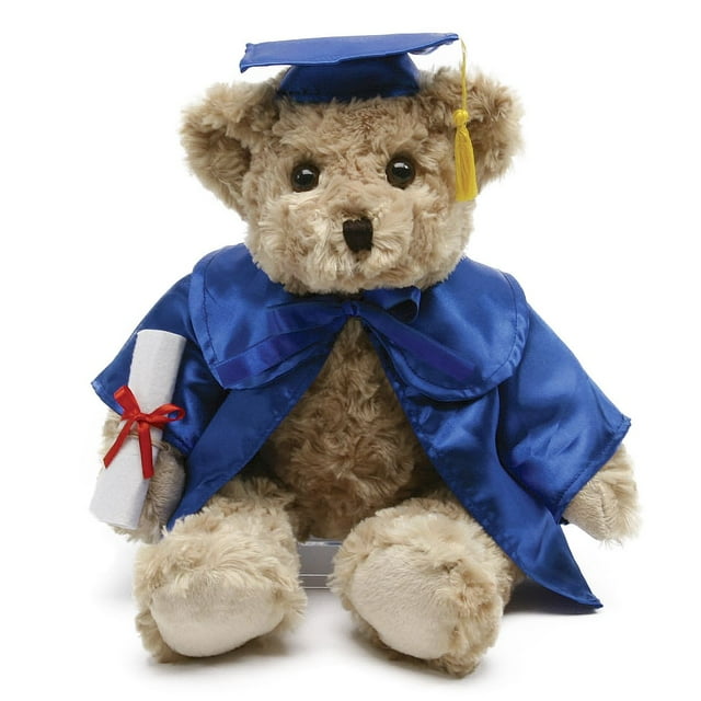 Unipak 15" Tan Graduation Swirly Plush Bear with Blue Cap and Gown ...