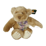 Unipak Designs Style 1907B Tan 11" Teddy Bear Multicolor Plaid Ribbon ...