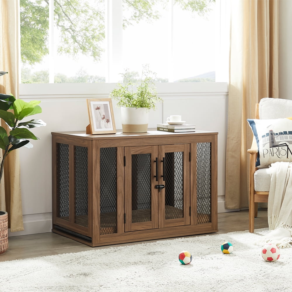 Unipaws Dog Crate Furniture, Woodem Dog Kennels with Tray, Indoor ...