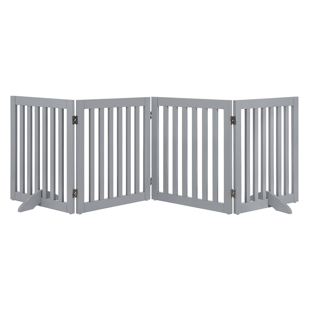 Unipaws Freestanding Wooden Dog Gate, Foldable Pet Gate with 2PCS ...