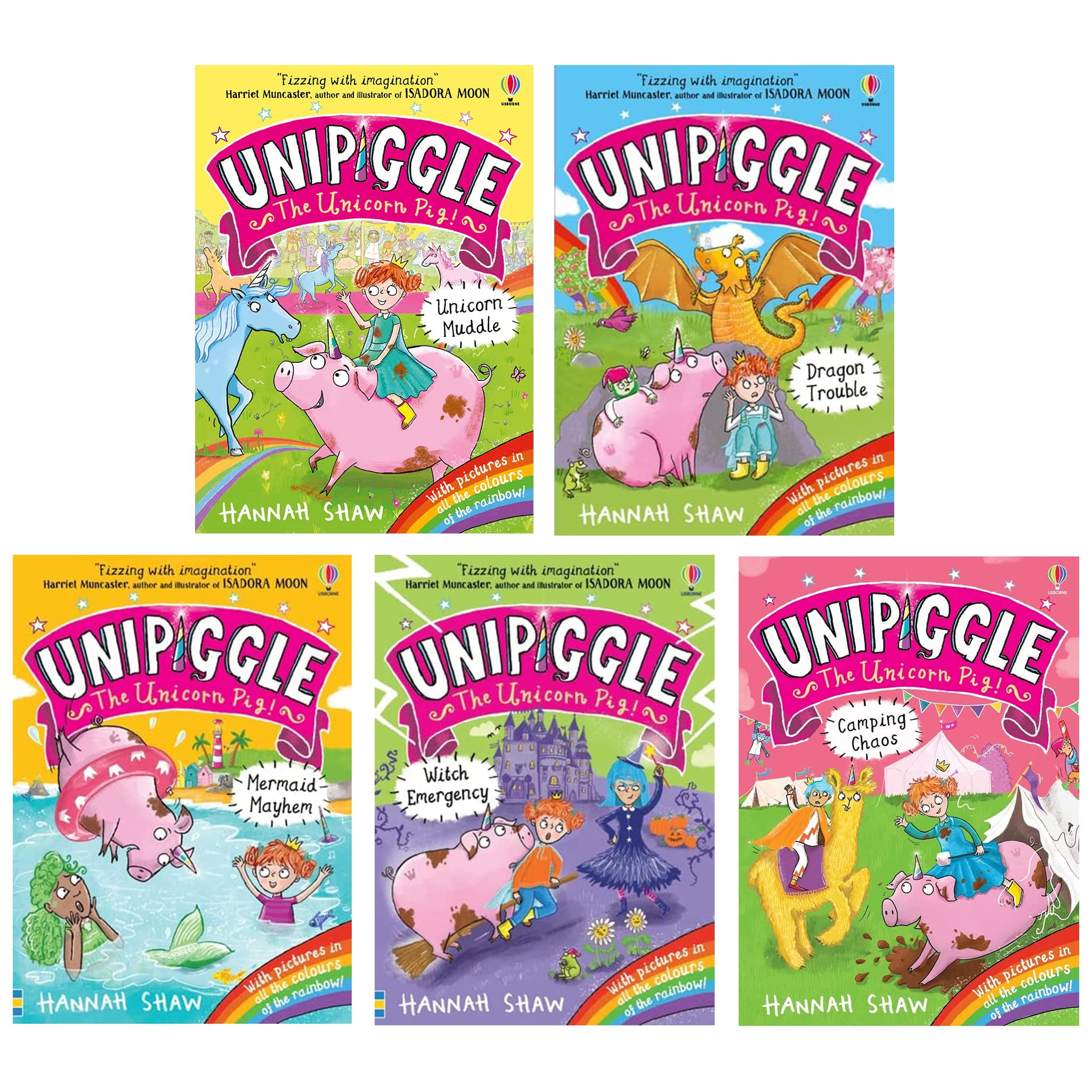 Unipiggle the Unicorn Pig Series 5 Books Collection Set by Hannah Shaw ...