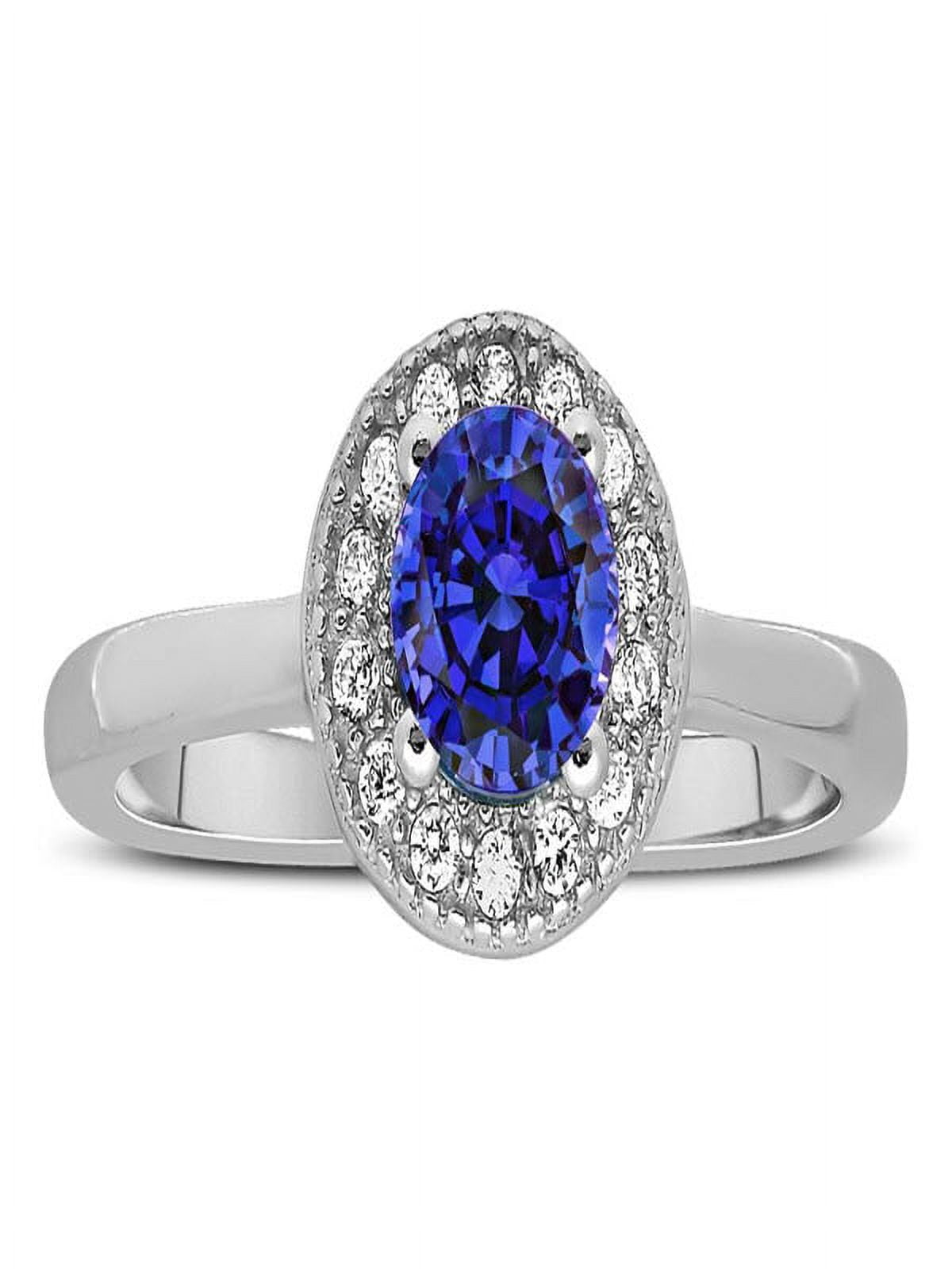 Unique 1.50 Carat Halo Sapphire and Diamond Engagement Ring in White ...
