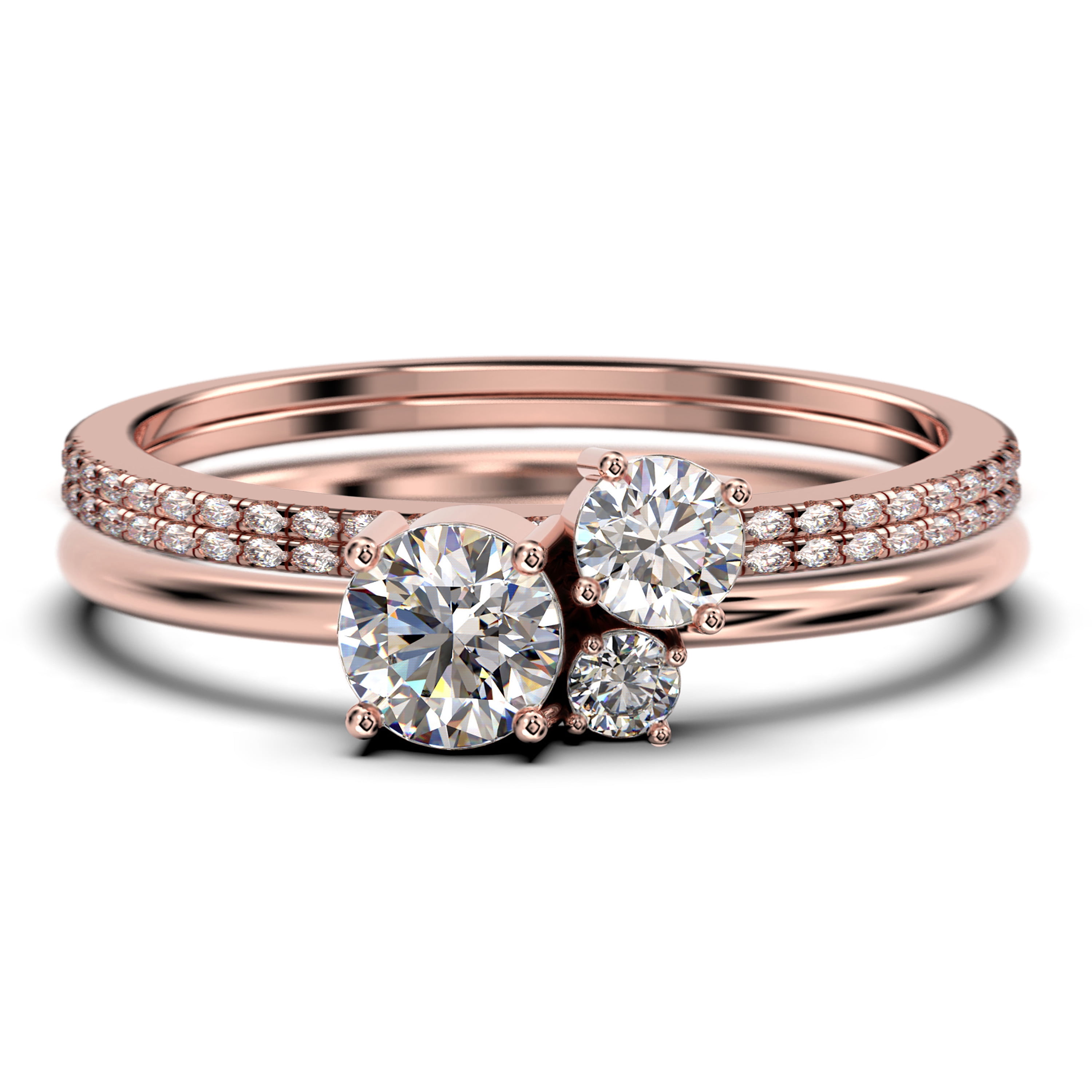 Unique 3 Stone Minimalist 1.55 Carat Round Cut Diamond Moissanite ...