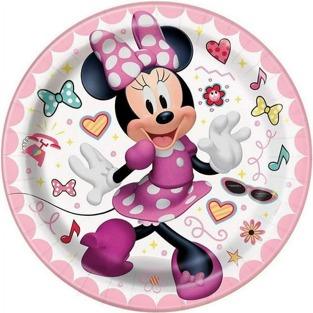 Unique Round Dessert Paper Plates - 7" Minnie Mouse 8 Pcs - Walmart.com