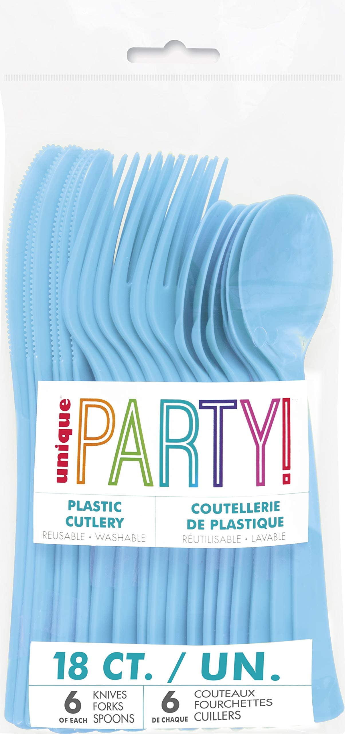 Unique 39519 Plastic Silverware Cutlery Set | Disposable | Powder Blue ...