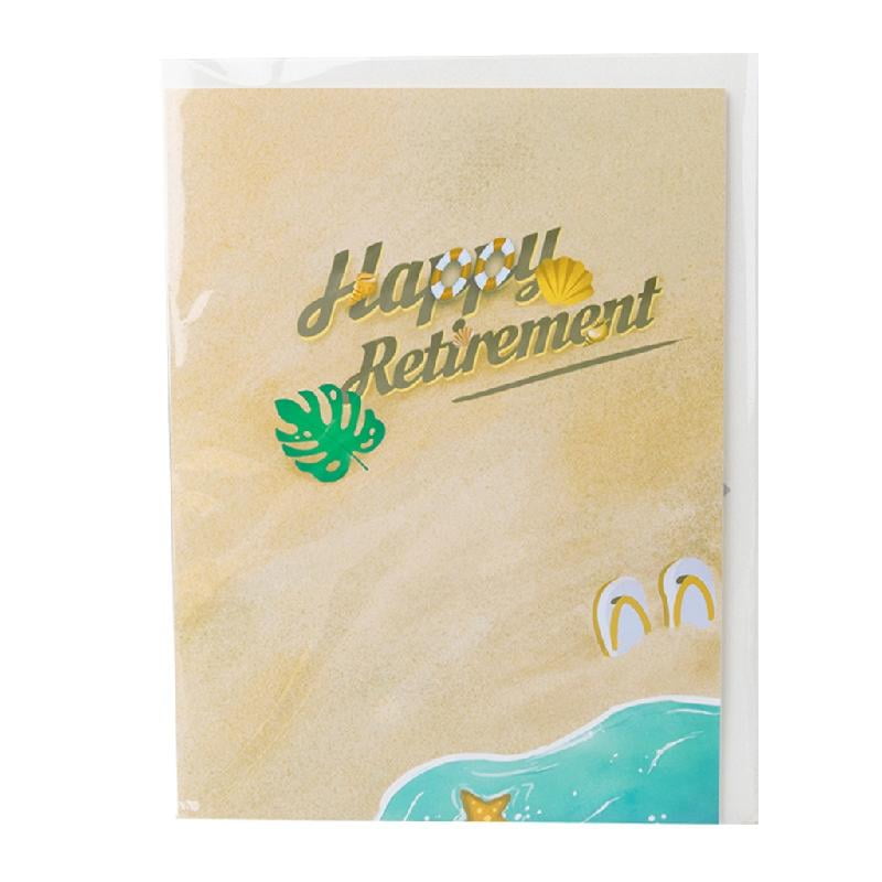 Unique 3D Beach Themed Retirement Card Foldable Beach Landscape ...