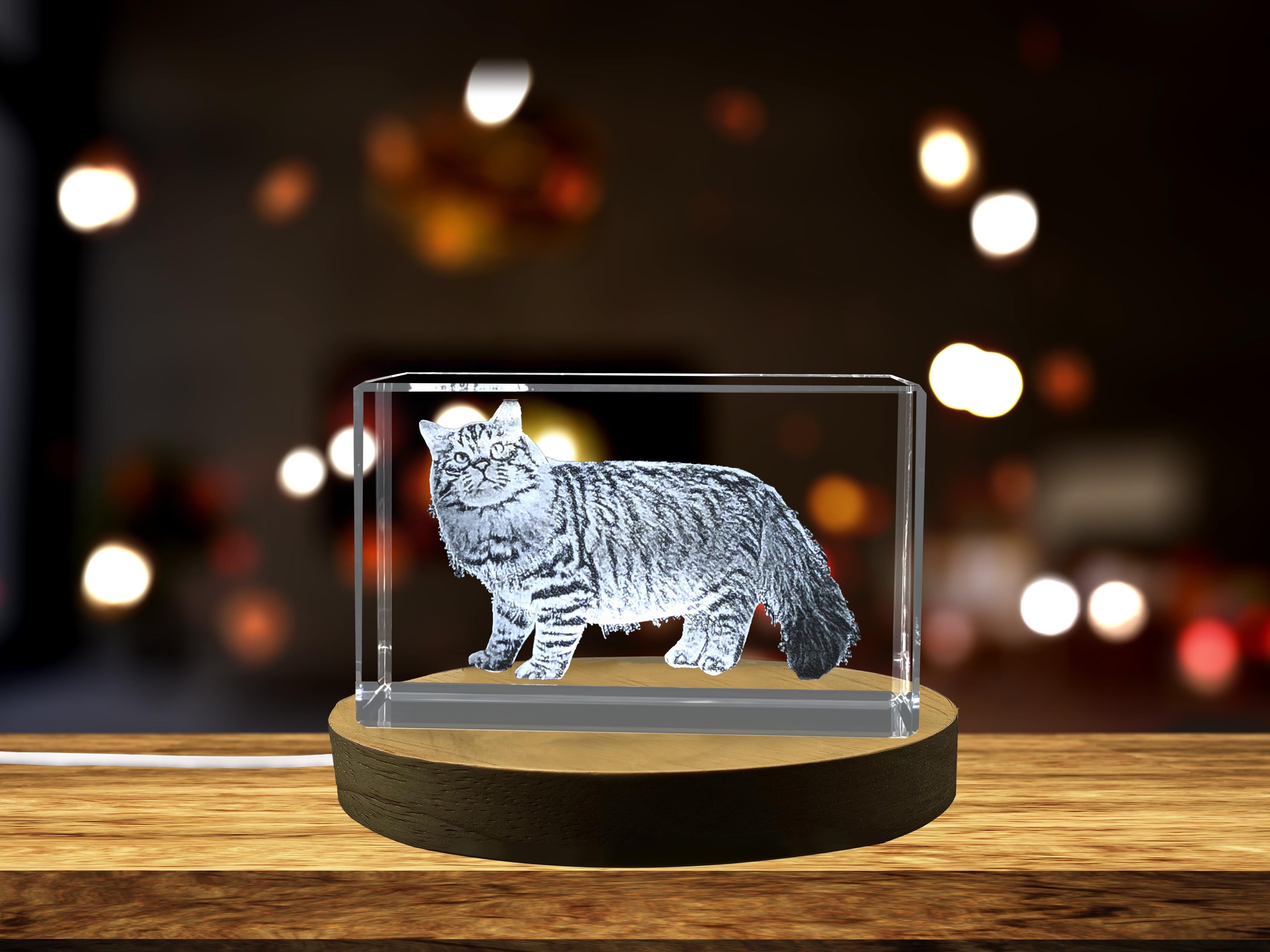 Unique 3D Engraved Crystal Statue Siberian Cat - Walmart.com