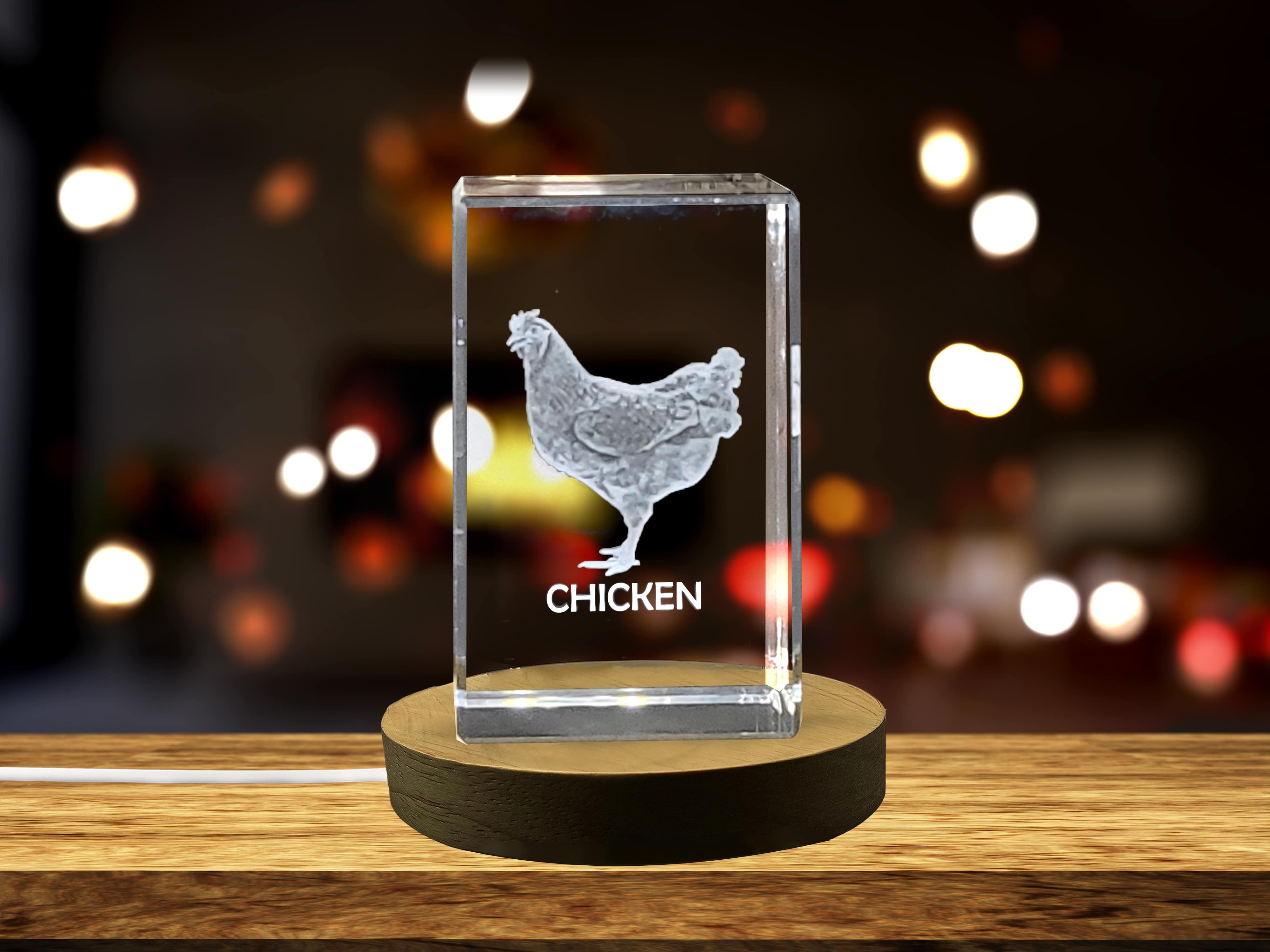 Unique 3D Engraved Crystal of a Majestic Chicken - Perfect for ...