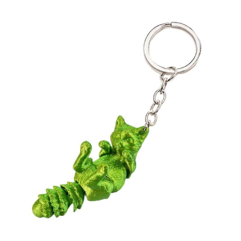 Unique 3D Printed Cat Charm, Flexible Joints Keychain, Pocket Sized ...