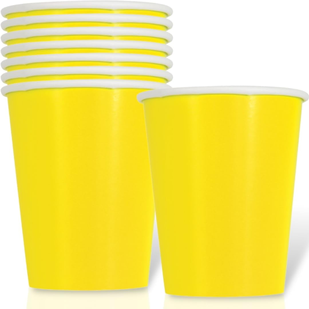 Unique 47099 Paper Cups-266 ml-Neon Yellow-Pack of 8 - Walmart.com