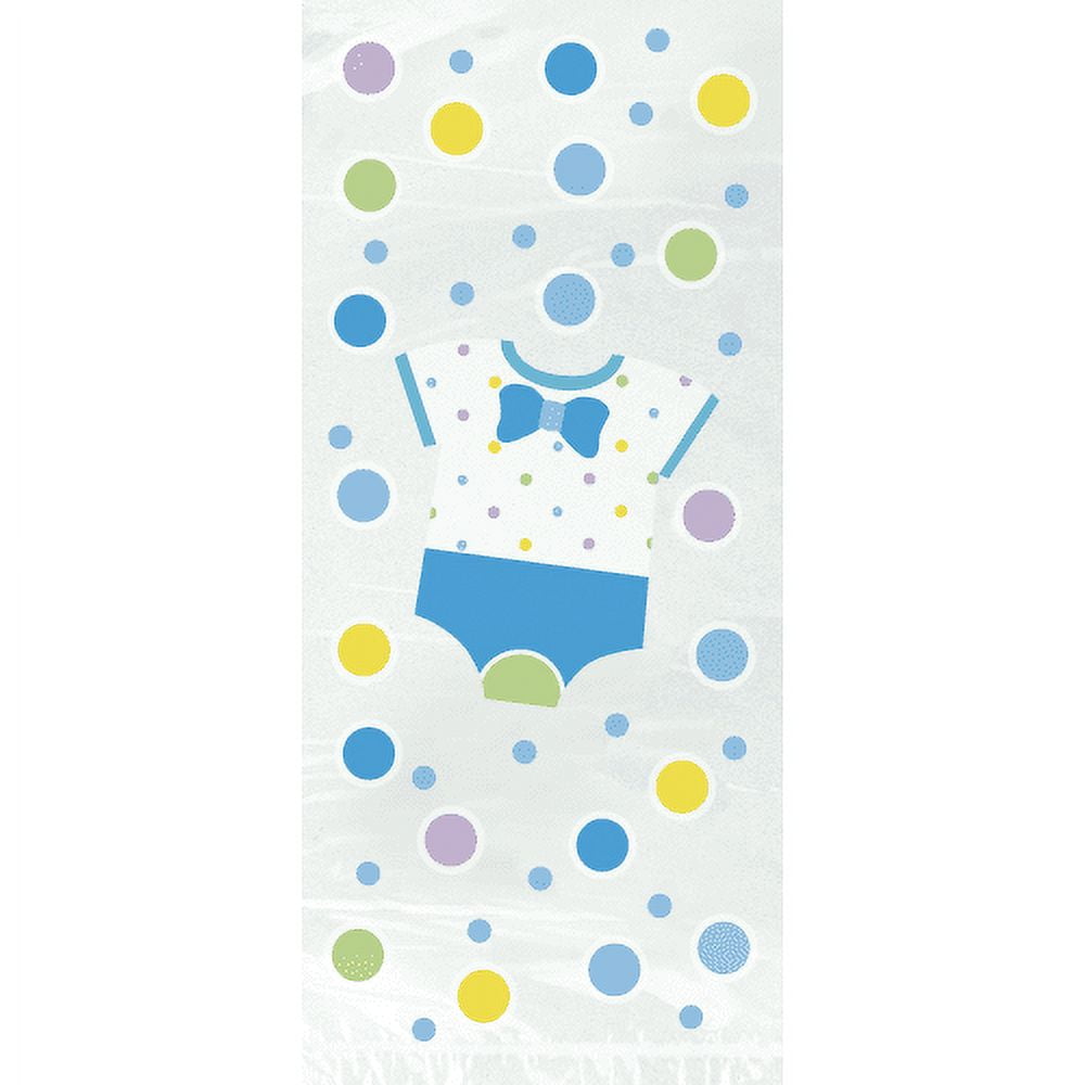 Unique 61863 5 x 11 in. Blue Dots Baby Shower Tableware Cellophane ...