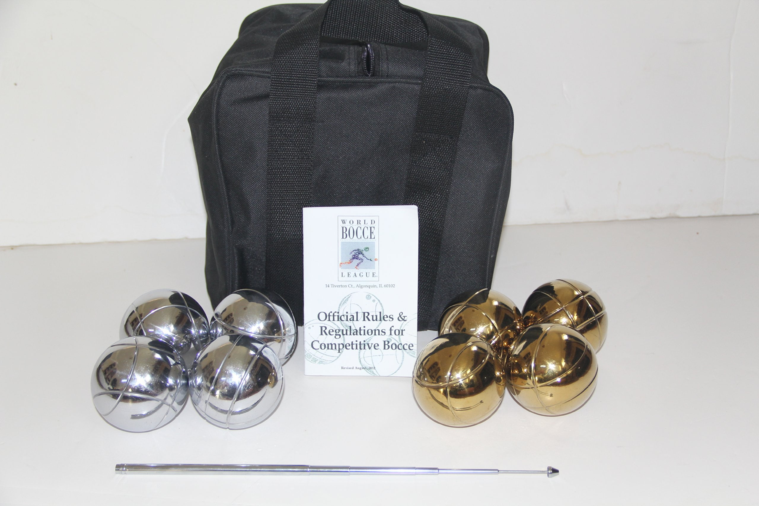 Unique 73mm Petanque/Bocce Pack - with Mix of 8 Gold/Silver Balls ...