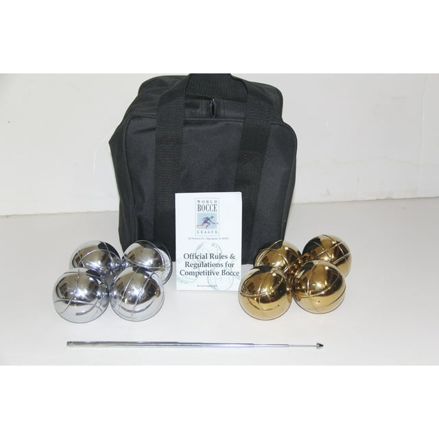 Unique 73mm Petanque/Bocce Pack - with Mix of 8 Gold/Silver Balls ...