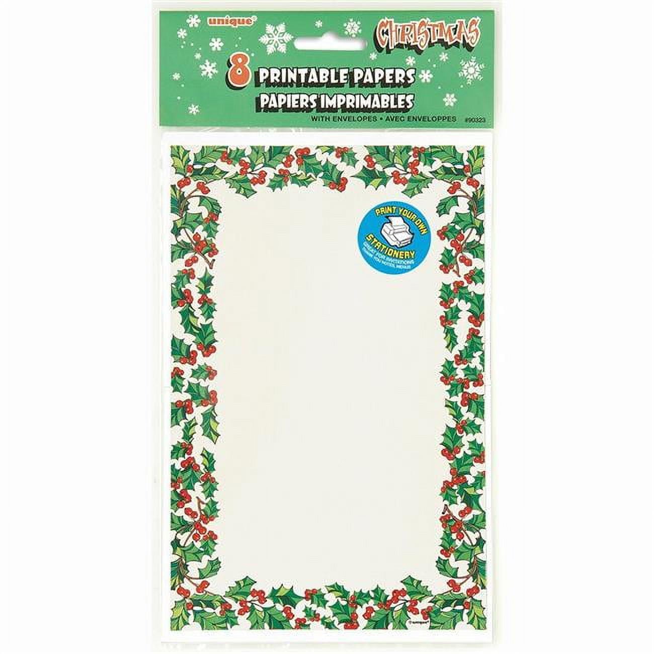 Unique 90323 Chirstmas Holly Printable Papers, 8 Count - Walmart.com