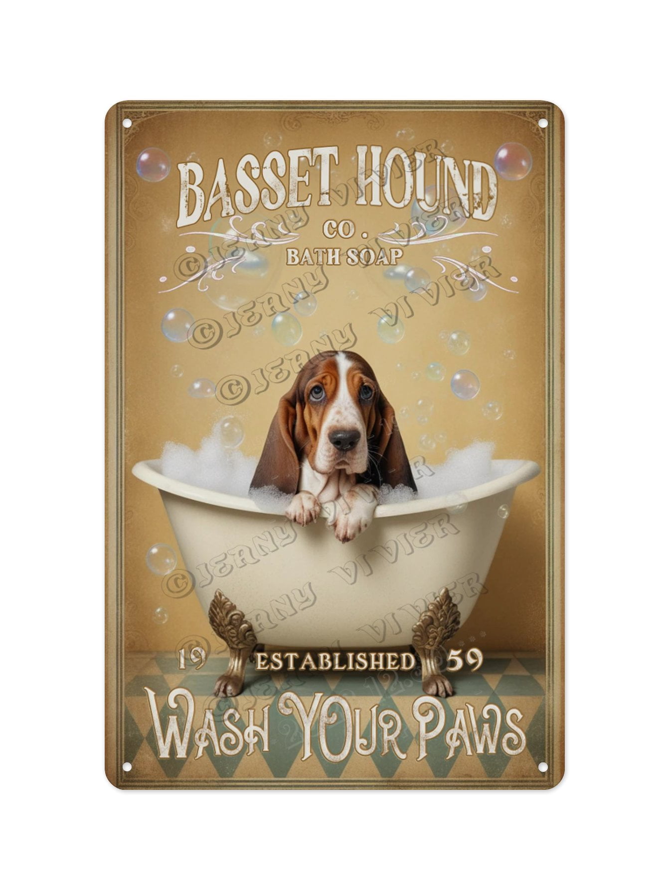 Unique Aluminum Metal Sign, 12 x 16 Inches, Basset Hound Dog Wash Your ...