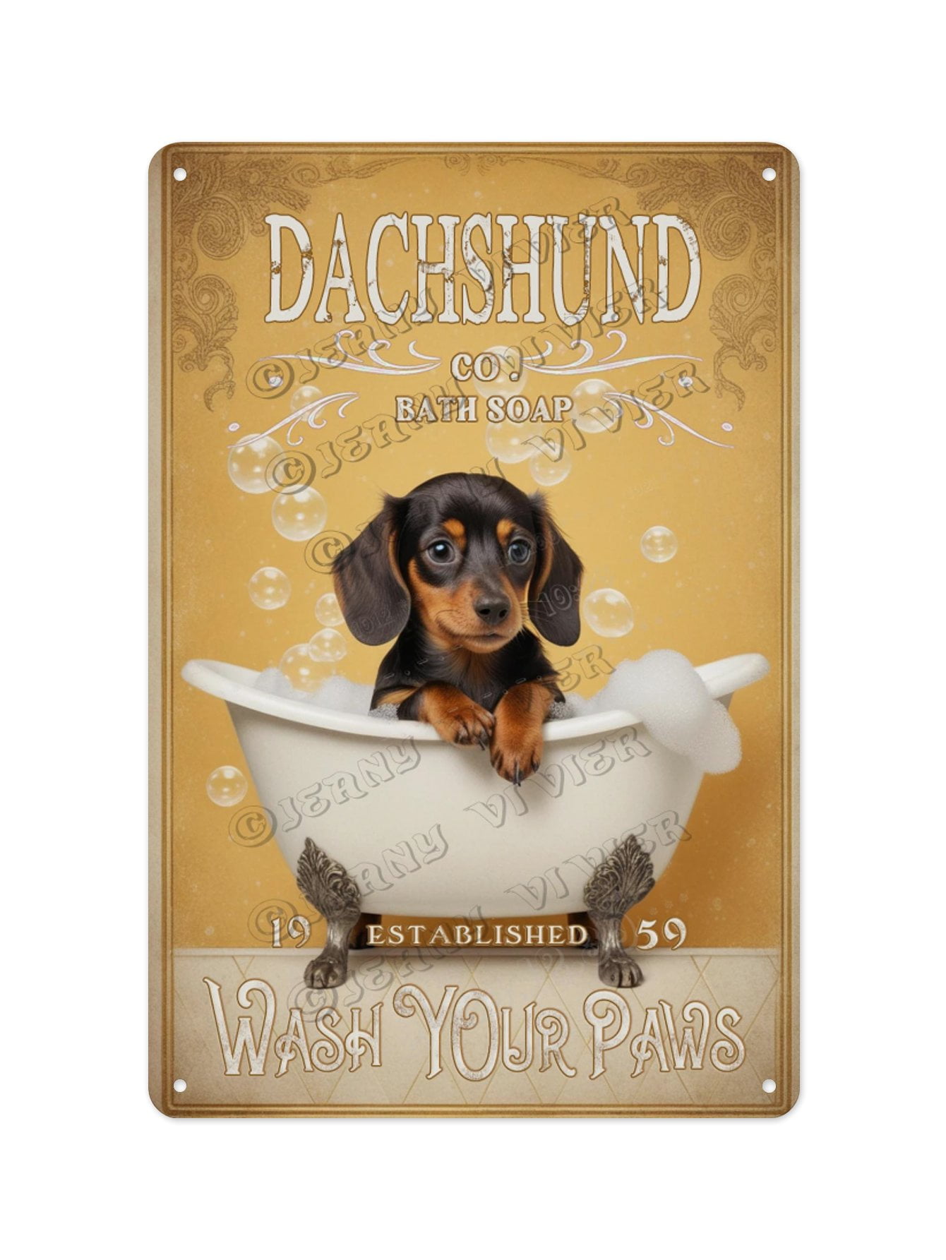 Unique Aluminum Metal Sign, 12 x 16 Inches, Dachshund Wash Your Paws ...