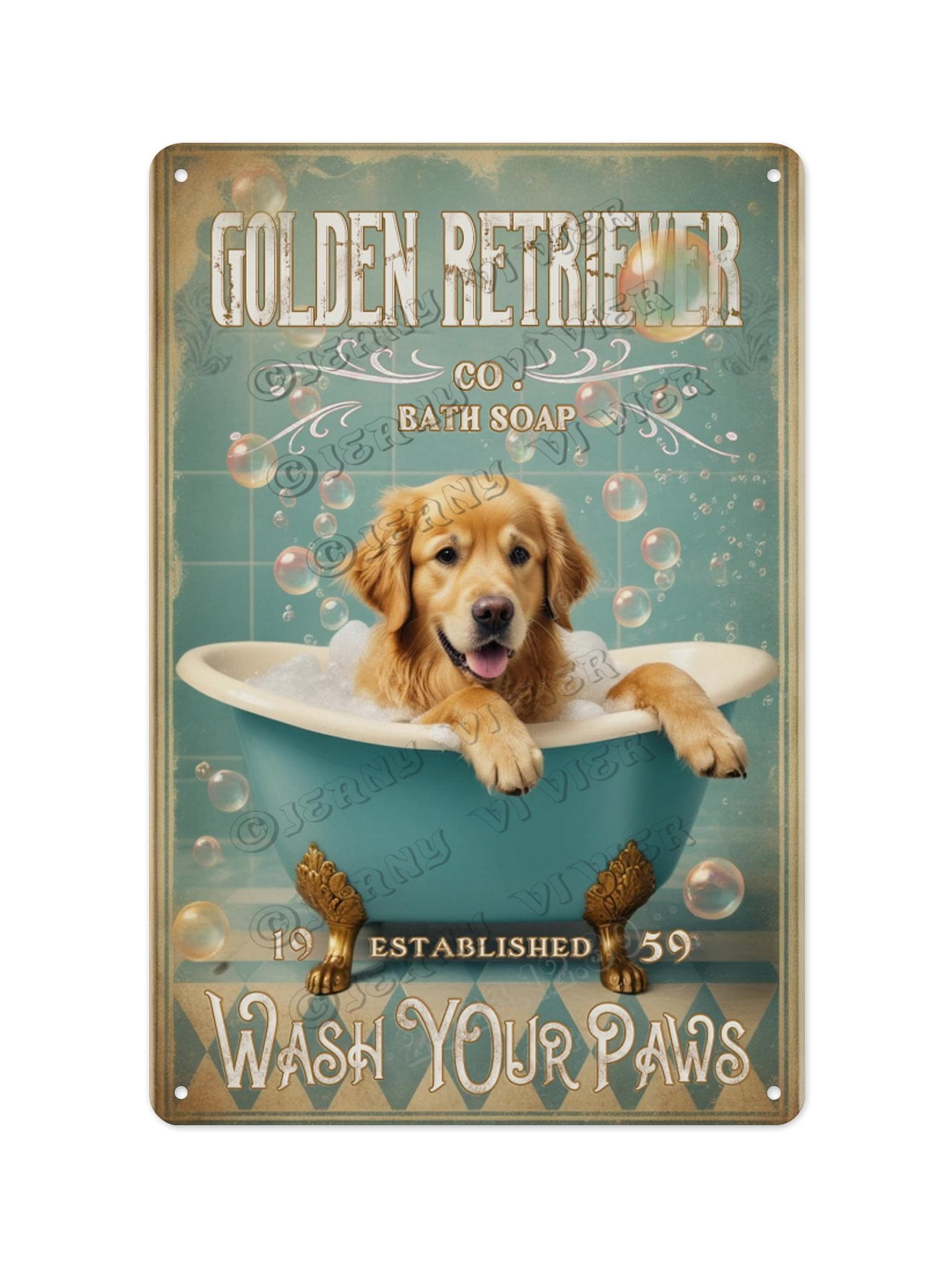 Unique Aluminum Metal Sign, 8 x 12 Inches, Golden Retriever Wash Your ...