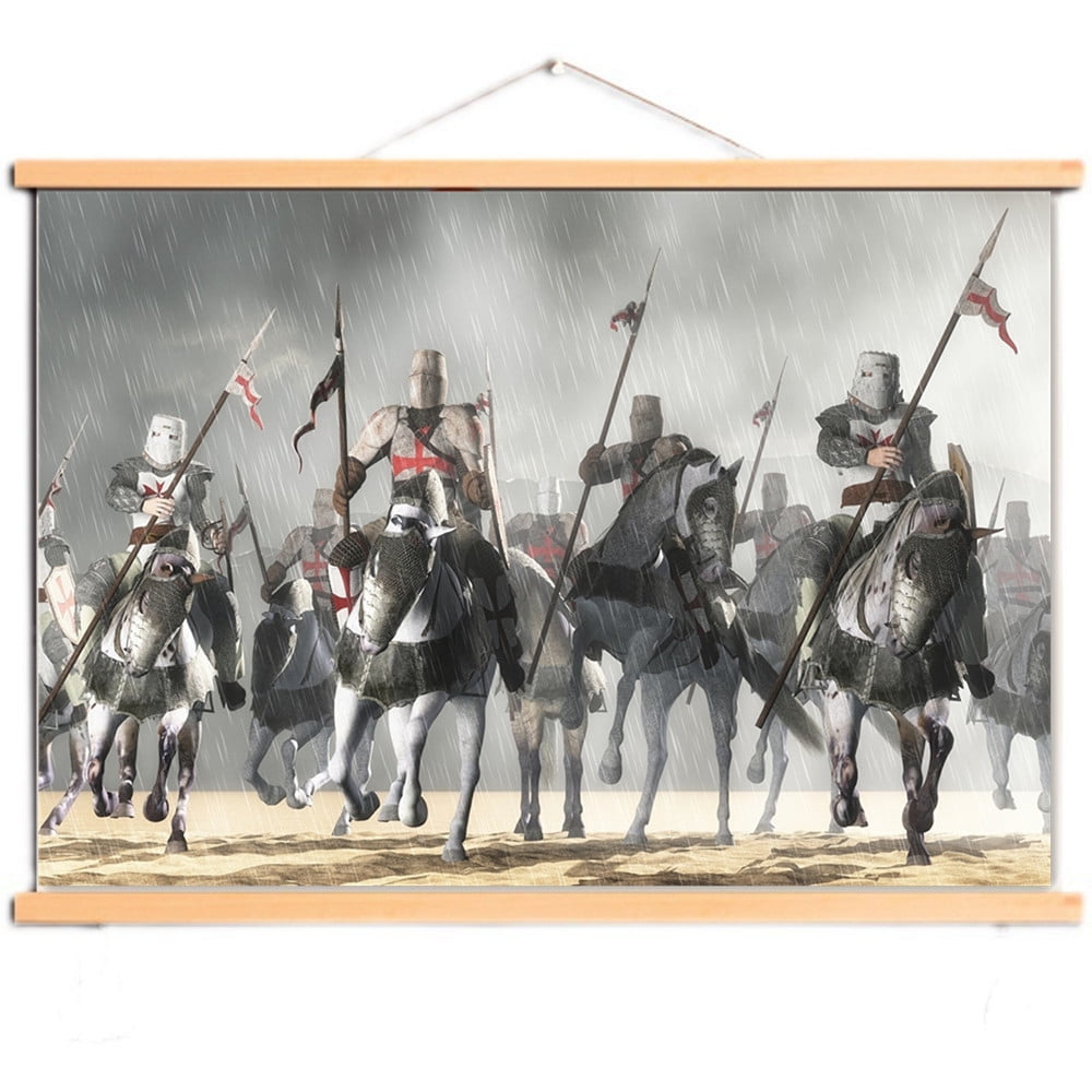 Unique Ancient Armor Warrior Scroll Posters with Solid Wood Axis Room ...