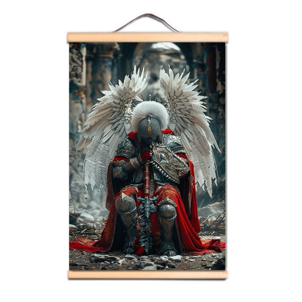 Unique Ancient Armor Warrior Scroll Posters with Solid Wood Axis Room ...