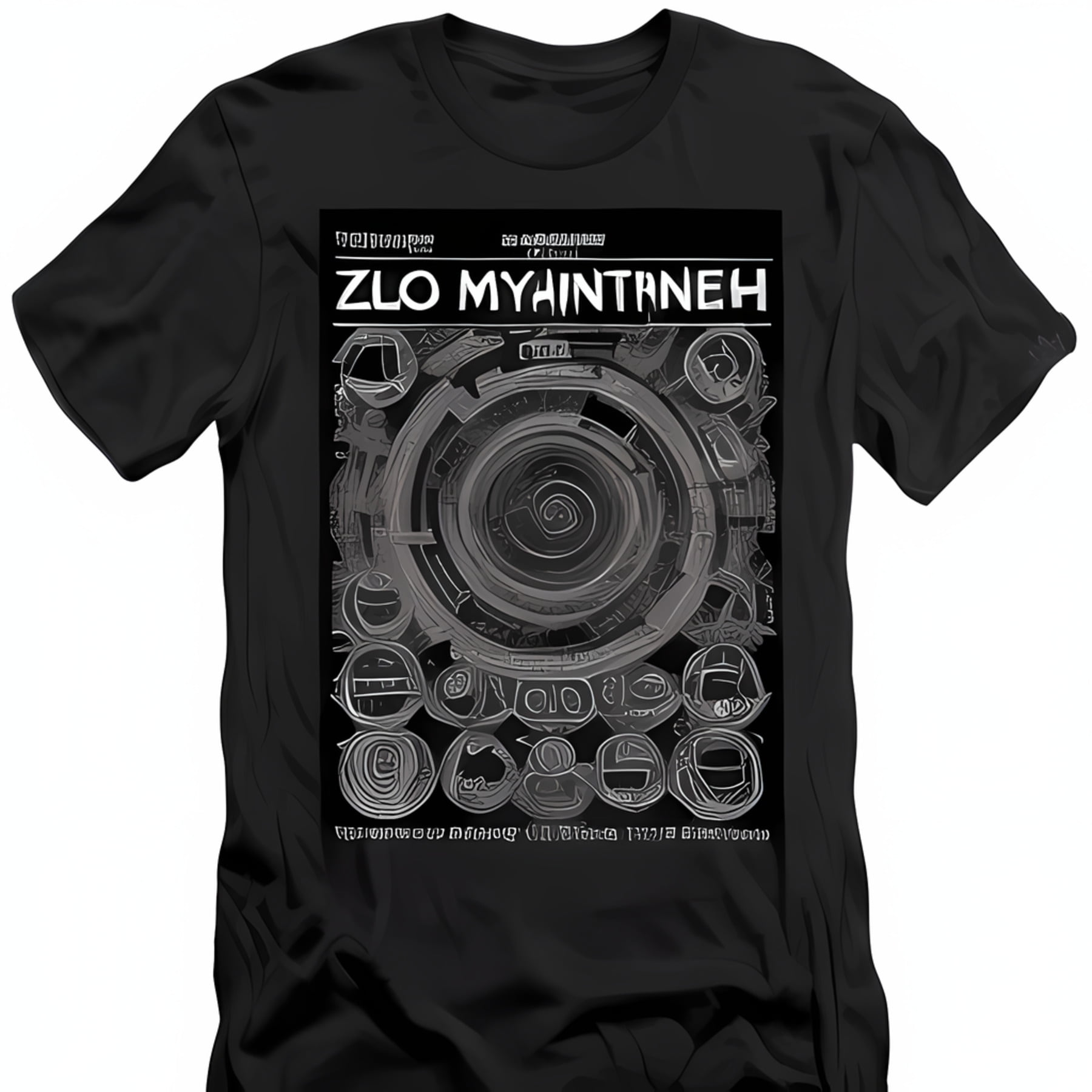 Unique Ancient Time Machine Design Black T-Shirt with IntricaTee Mayan ...