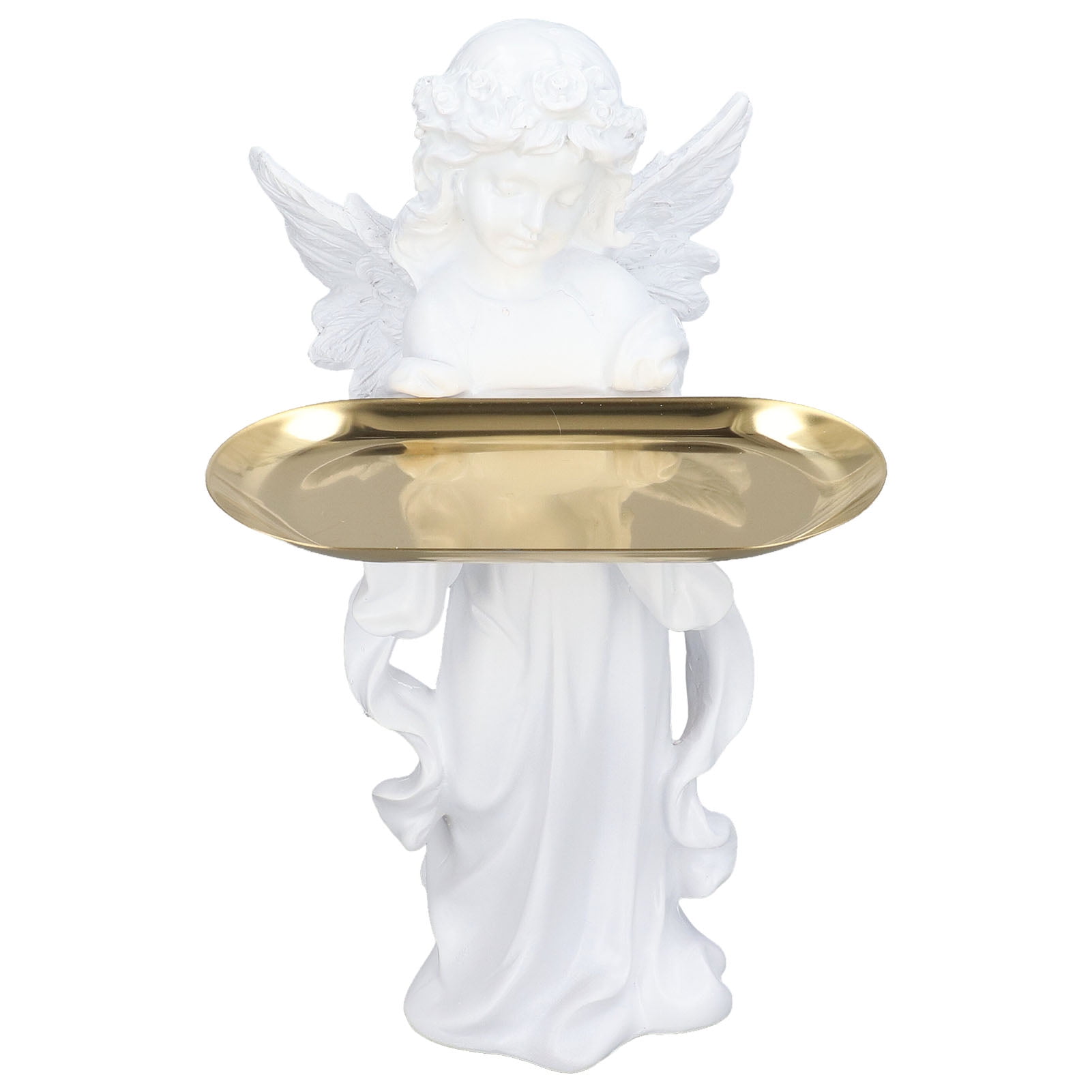 Unique Angel Figurine Decorative Storage Sculpture with Tray, Synthetic ...