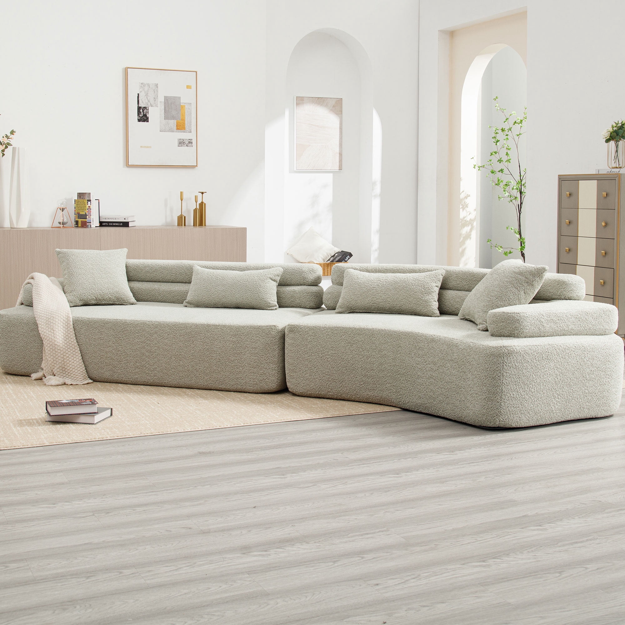 Unique Arc Arm Sleeper Sofa Bed - Upholstered Foam-Filled 4-Seater ...
