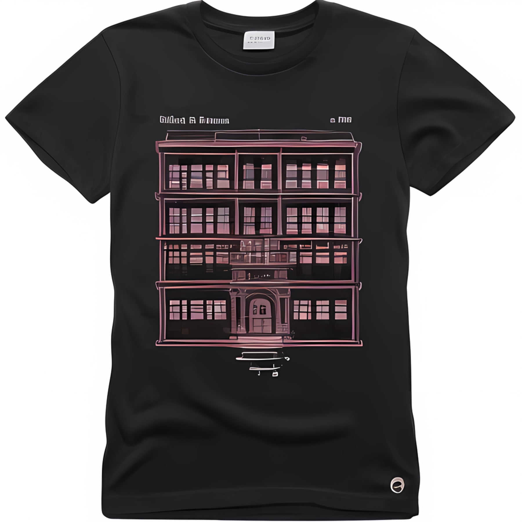 Unique Architectural Facade Design Black T-Shirt with Pink Lines ...