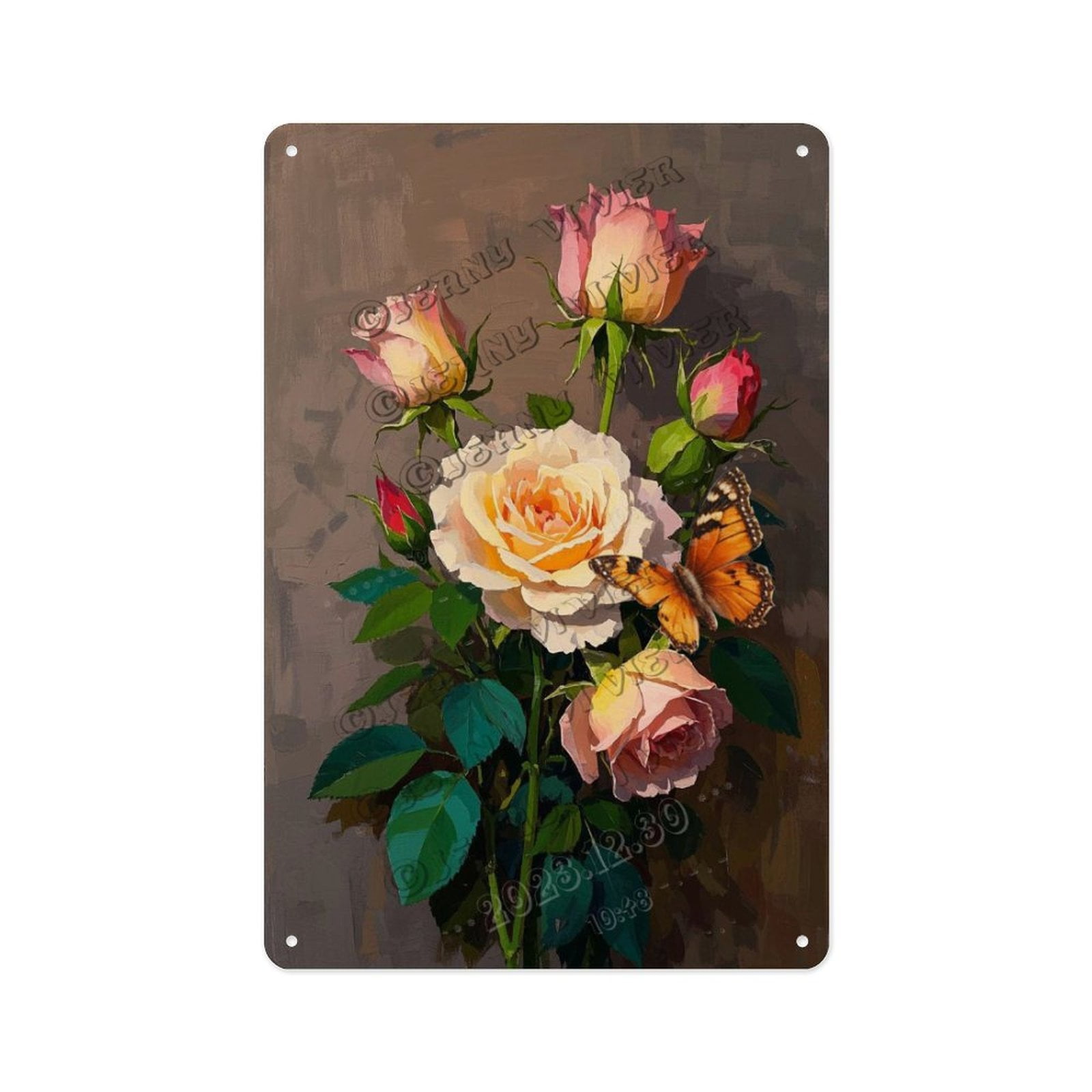 Unique Artistic Rose Metal Sign – 8x12 Aluminum Decorative Wall Poster ...