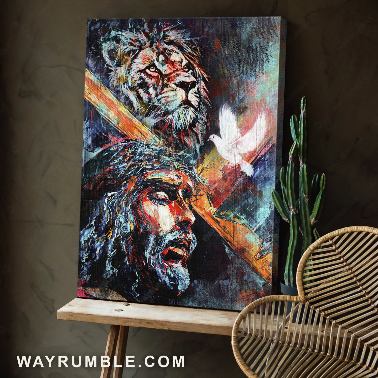Unique Artwork, Stunning Jesus Face, White Dove, Lion Of Judah - Jesus ...