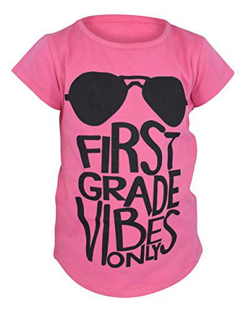 Unique Baby Girls 1st Grade Vibes Only Back to School T Shirt (7, Pink ...