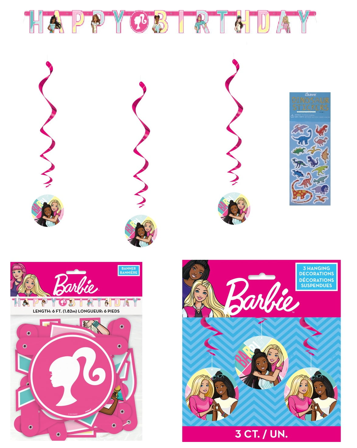 Unique Barbie Birthday Party Decoration Kit Set with Banner Swirls and ...