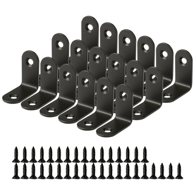 Unique Bargains 1.18''x1.18'' Angle Bracket Stainless Steel Black L ...