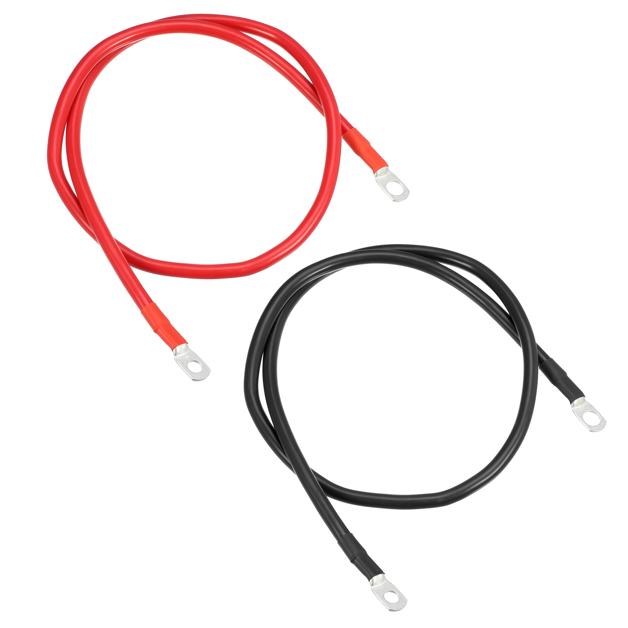 Unique Bargains 1 Pair 6 AWG Gauge 3ft Battery Inverter Cables with 3/8 ...