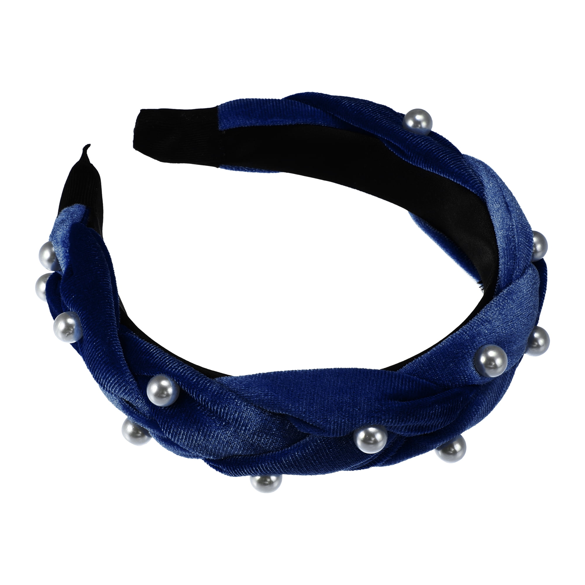 Unique Bargains 1 Pc Braided Faux Pearl Velvet Headband Headwear