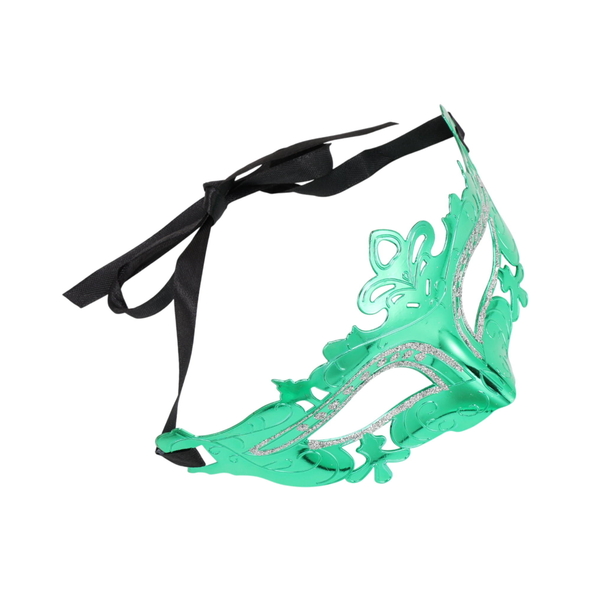 Unique Bargains 1 Pc Electroplated Half-face Party Mask Green Plastic ...