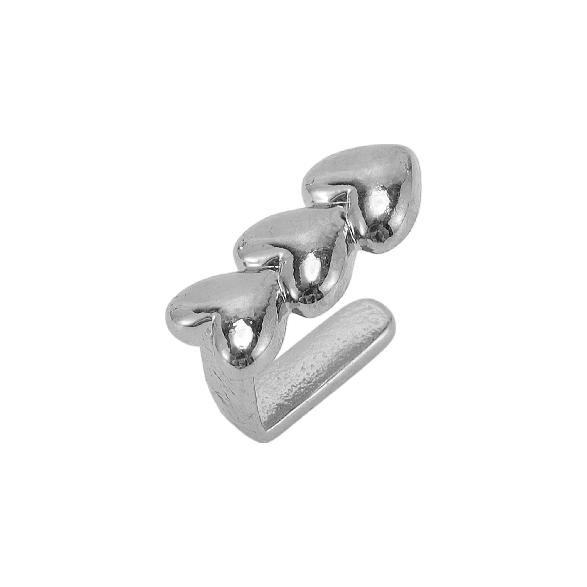 Unique Bargains 1 Pc Fake Grills Hip Hop Hearts Teeth Grillz Silver ...
