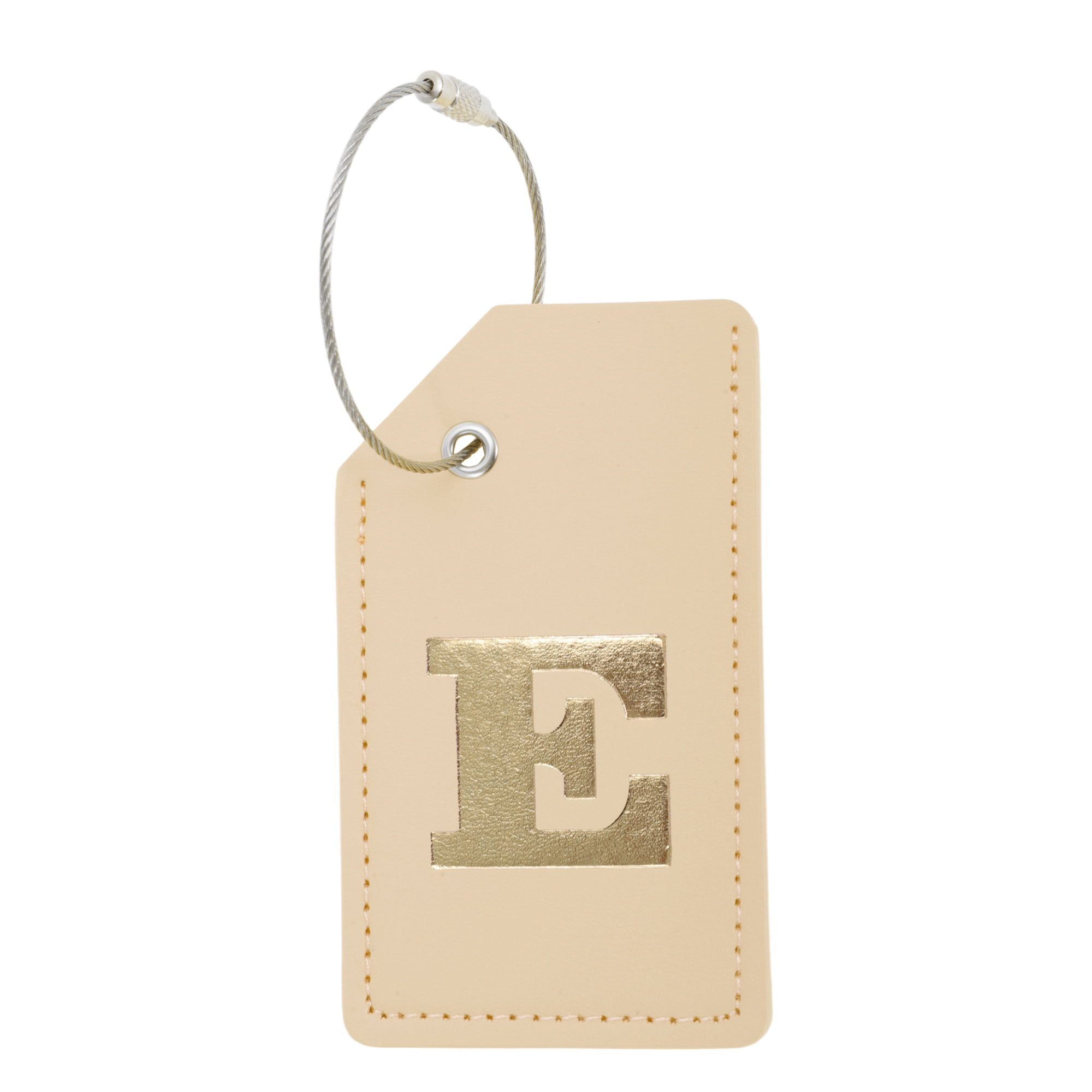 Unique Bargains 1 Pc Letter E Luggage Tag for Travelling Khaki PU ...