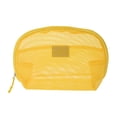 Unique Bargains 1 Pc Mesh Hand-held Sundries Makeup Bag Yellow 9.84in ...