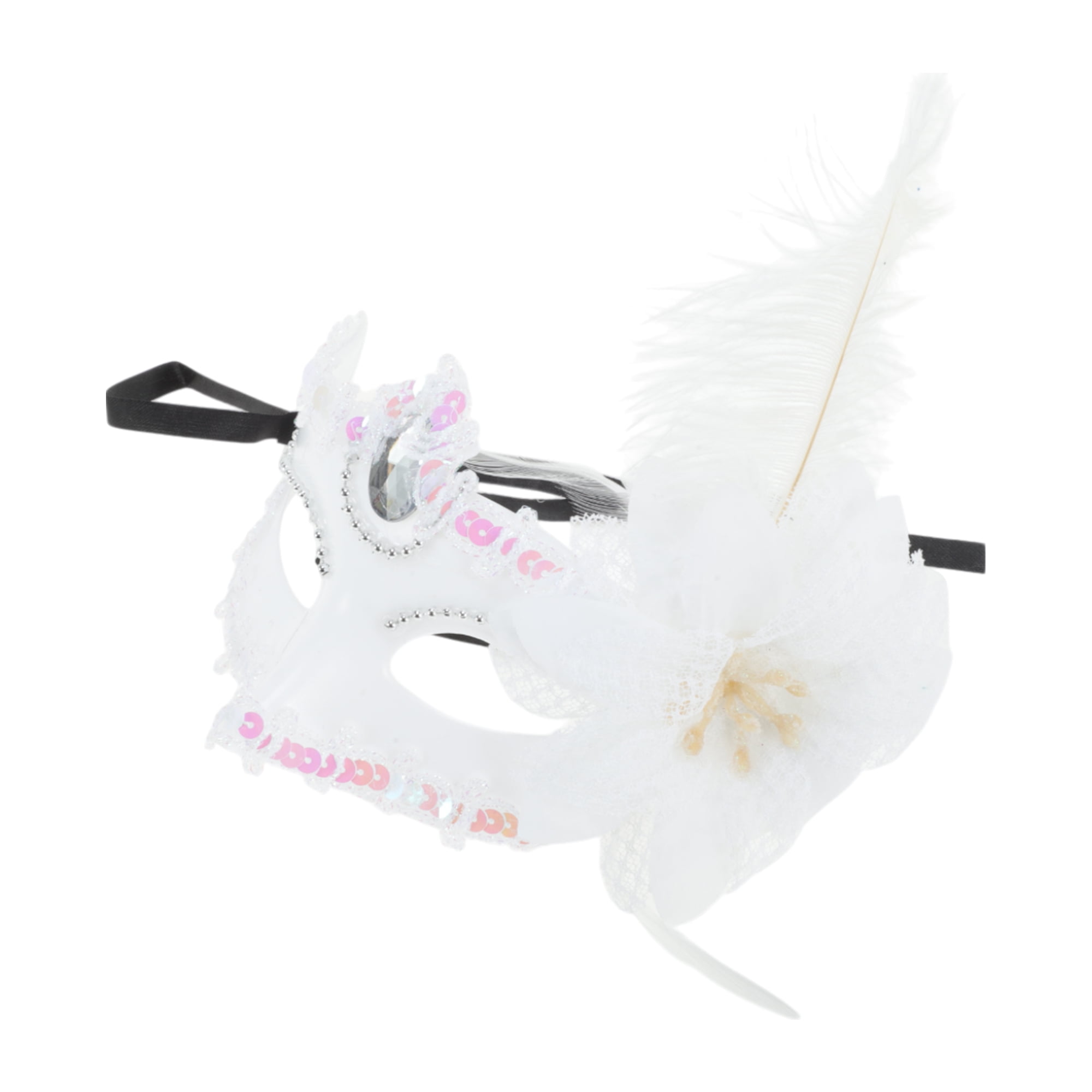 Unique Bargains 1 Pc Ostrich Feather Half Face Party Mask for ...
